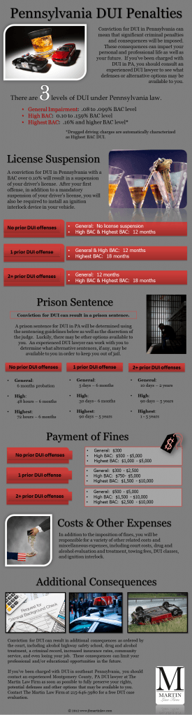 DUI Penalties Infographic for Pennsylvania | The Martin Law Firm